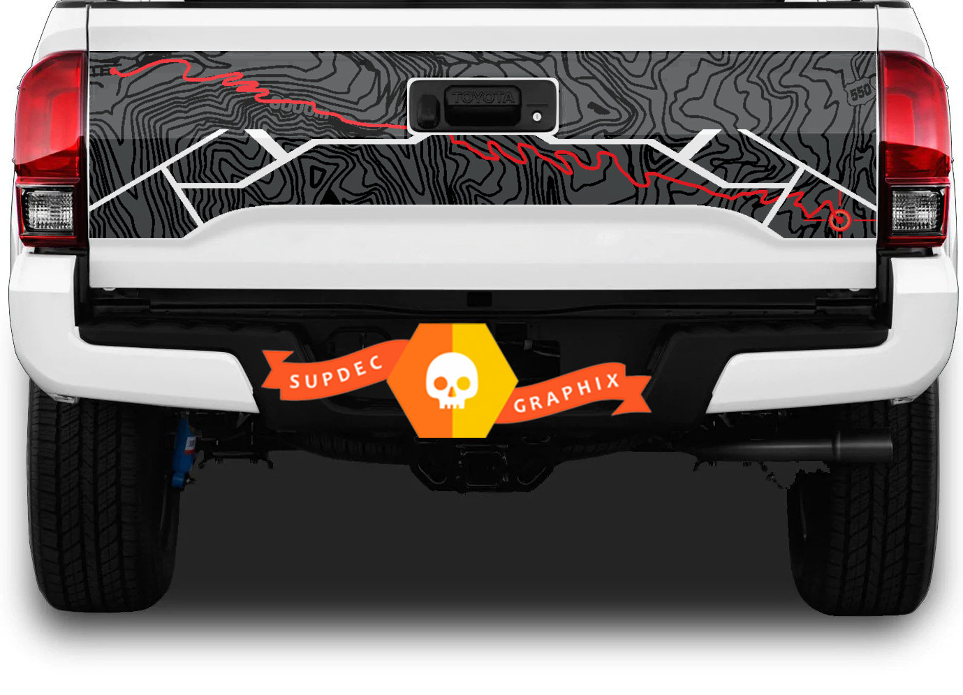 Tailgate Tacoma Topographic Map Adventure Trip Vinyl Decal Sticker TRD ...