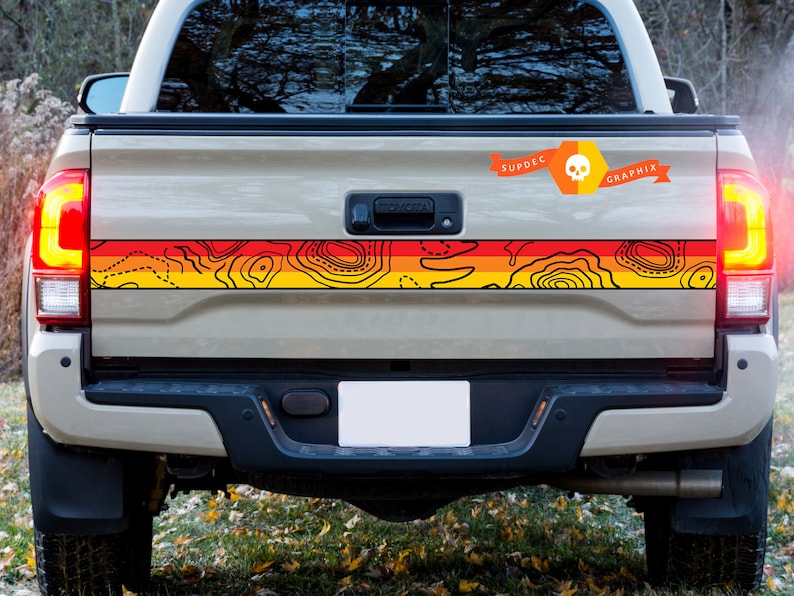 Stripe Decal Sticker With Topographic Map Vintage Colors for TRD off ...
