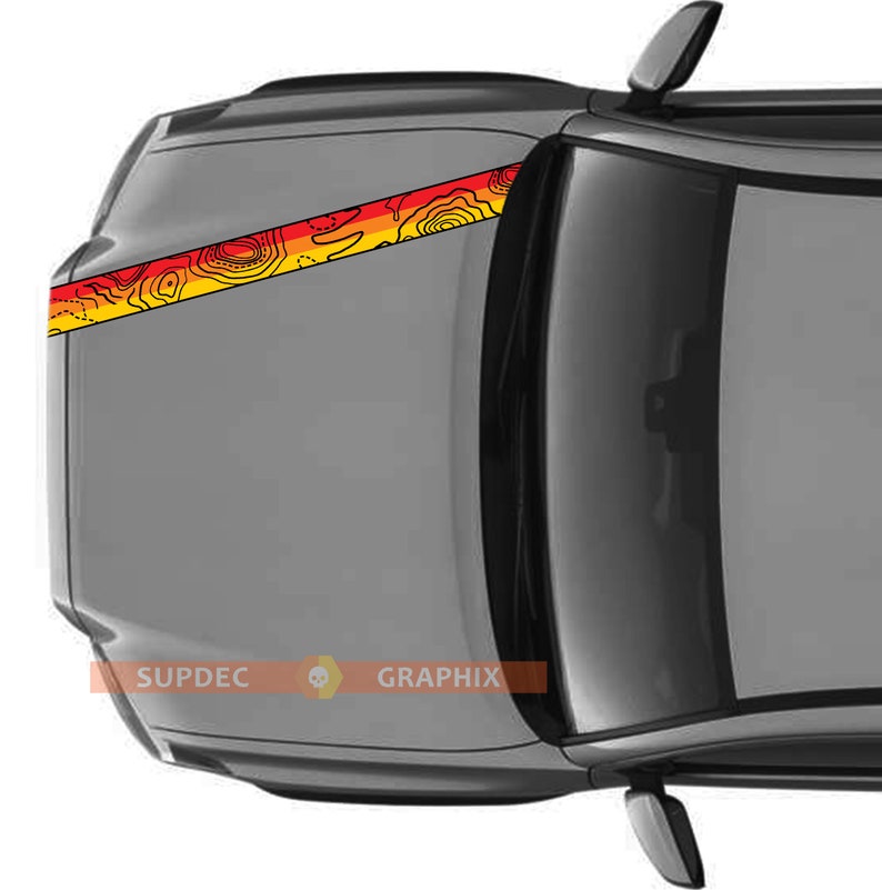 Stripe Decal Sticker With Topographic Map Vintage Colors for - Etsy