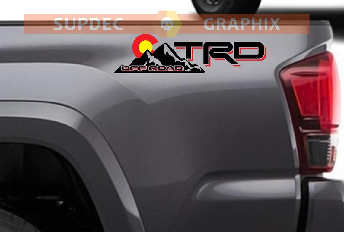 Pair of TRD off Road Mountains With Colorado State Flag Sunset - Etsy