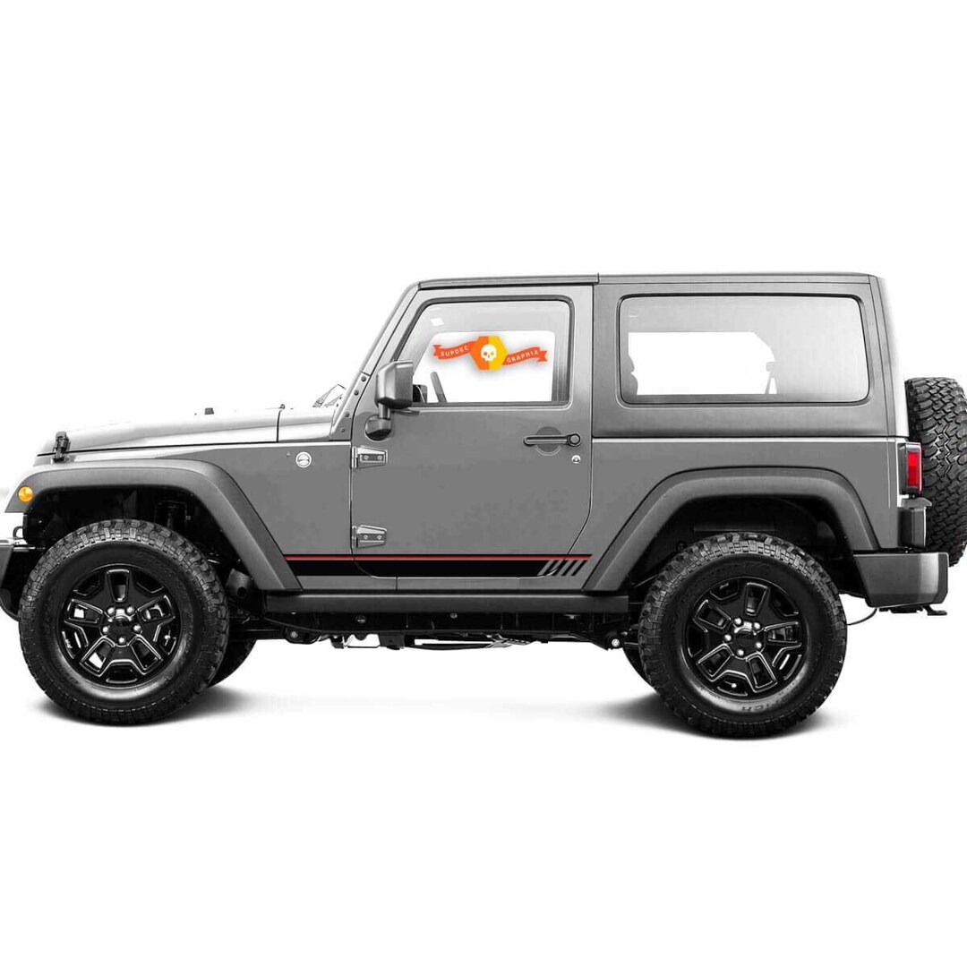 2 New Decal Sticker Two Colors Rocker Panel Red-line Graphics Decals ...