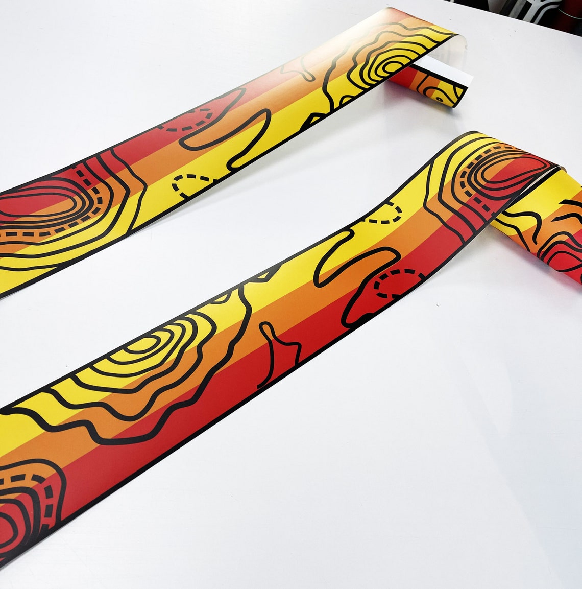 Stripe Decal Sticker With Topographic Map Vintage Colors for - Etsy