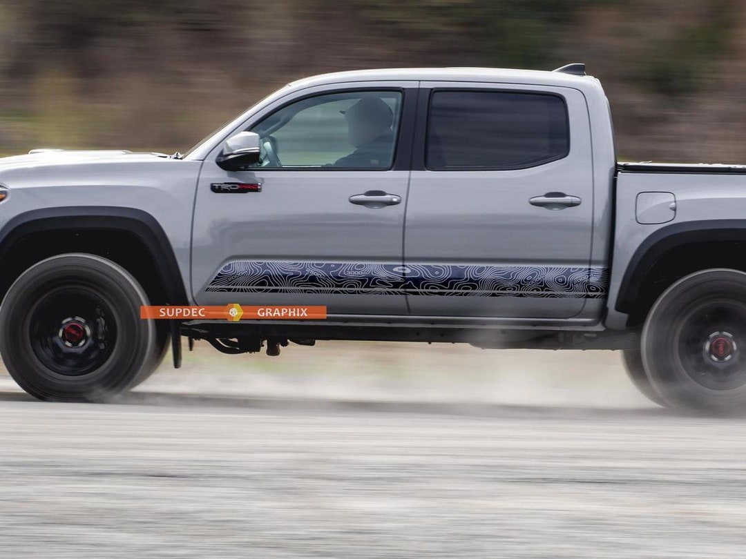 Topo Topographic Map on Rocker Panel Side Vinyl Sticker Decal Fit to ...