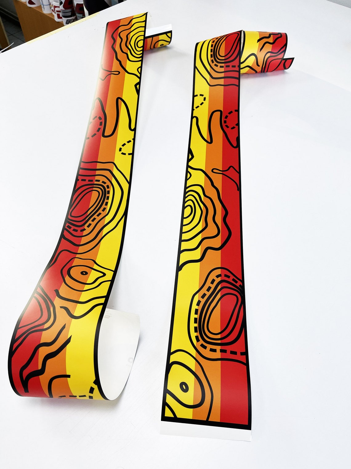 Stripe Decal Sticker With Topographic Map Vintage Colors for - Etsy