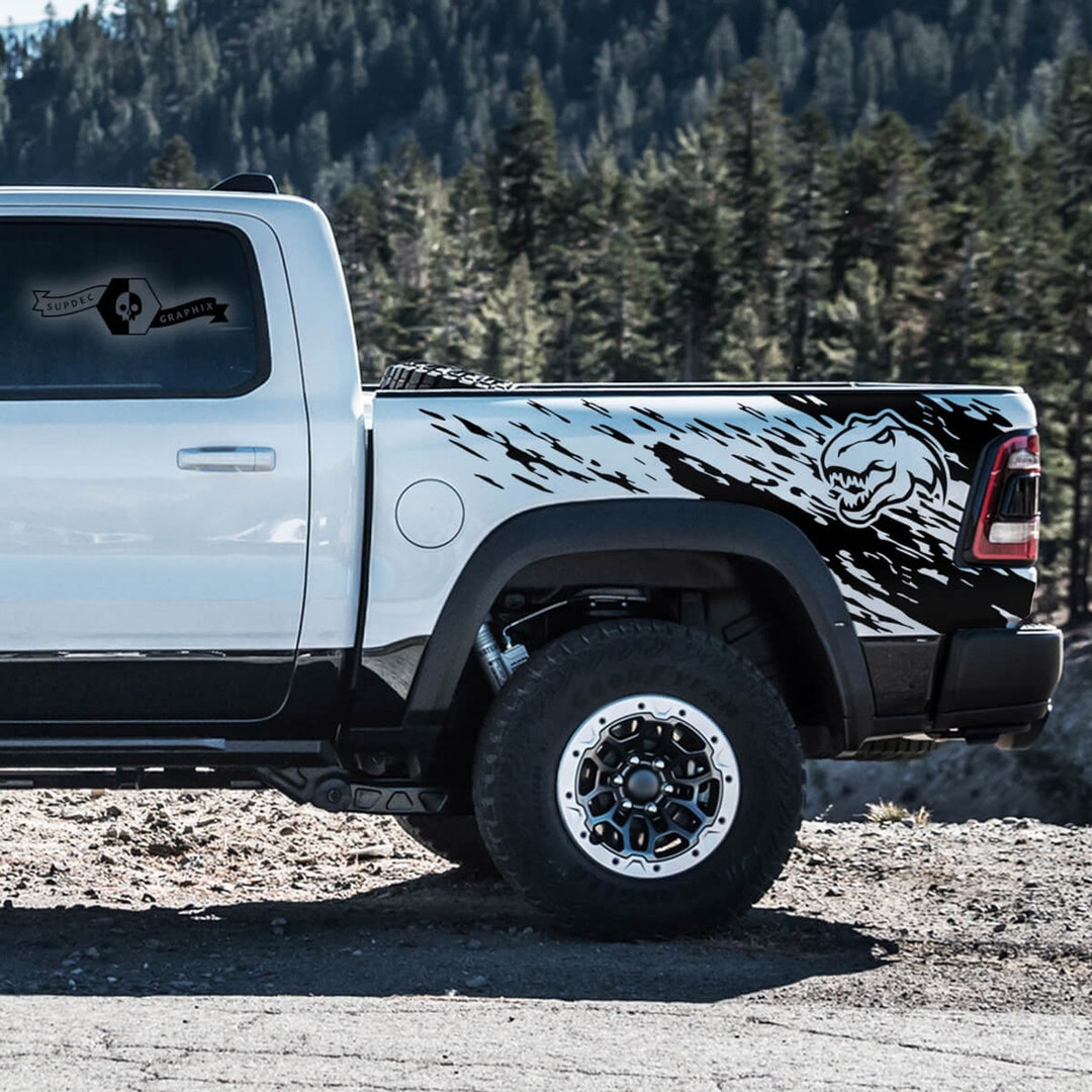 Pair Bed Splash Mud Dinosaurs T-rex Side Doors Truck Vinyl Decal ...