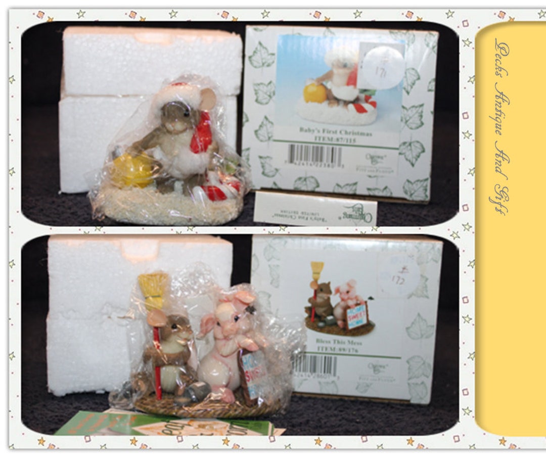 Choice Fitz Floyd Charming Tails Baby's First Christmas Figurine Mouse ...