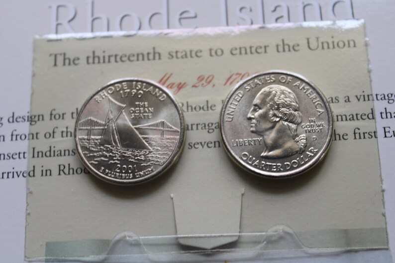 2001 2 Coins of America State Quarter Set Rhode Island Box 11 - Etsy