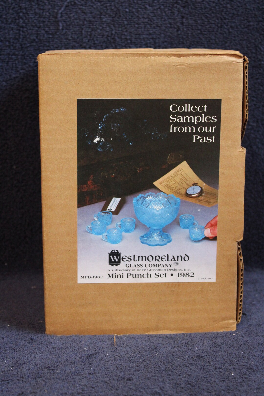 Vintage Westmoreland Glass Co Mini Punch Bowl Set Light Blue Original ...