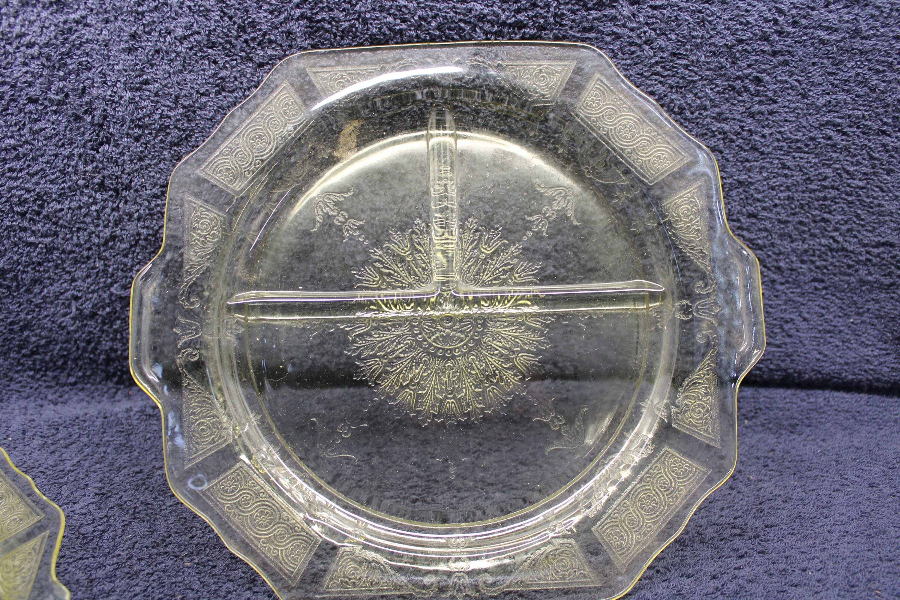 Set Of 2 Vintage Depression Glass Princess Pattern 3 Section | Etsy