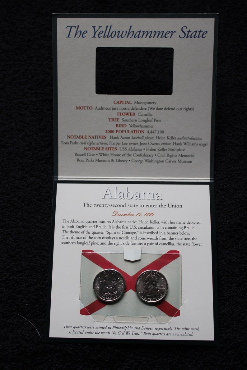 State Quarters Coins of America U.S. Minted Quarter Dollar #22 Alabama ...