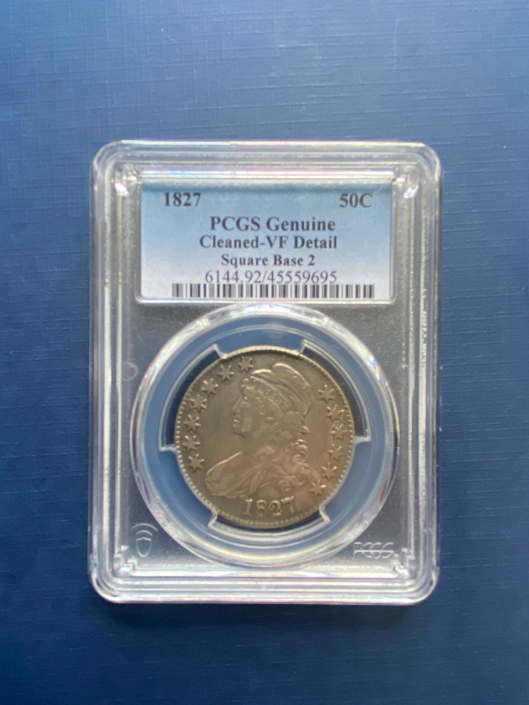 1827 Capped Bust Half Dollar Square Base 2 PCGS Genuine Cleaned- VF ...