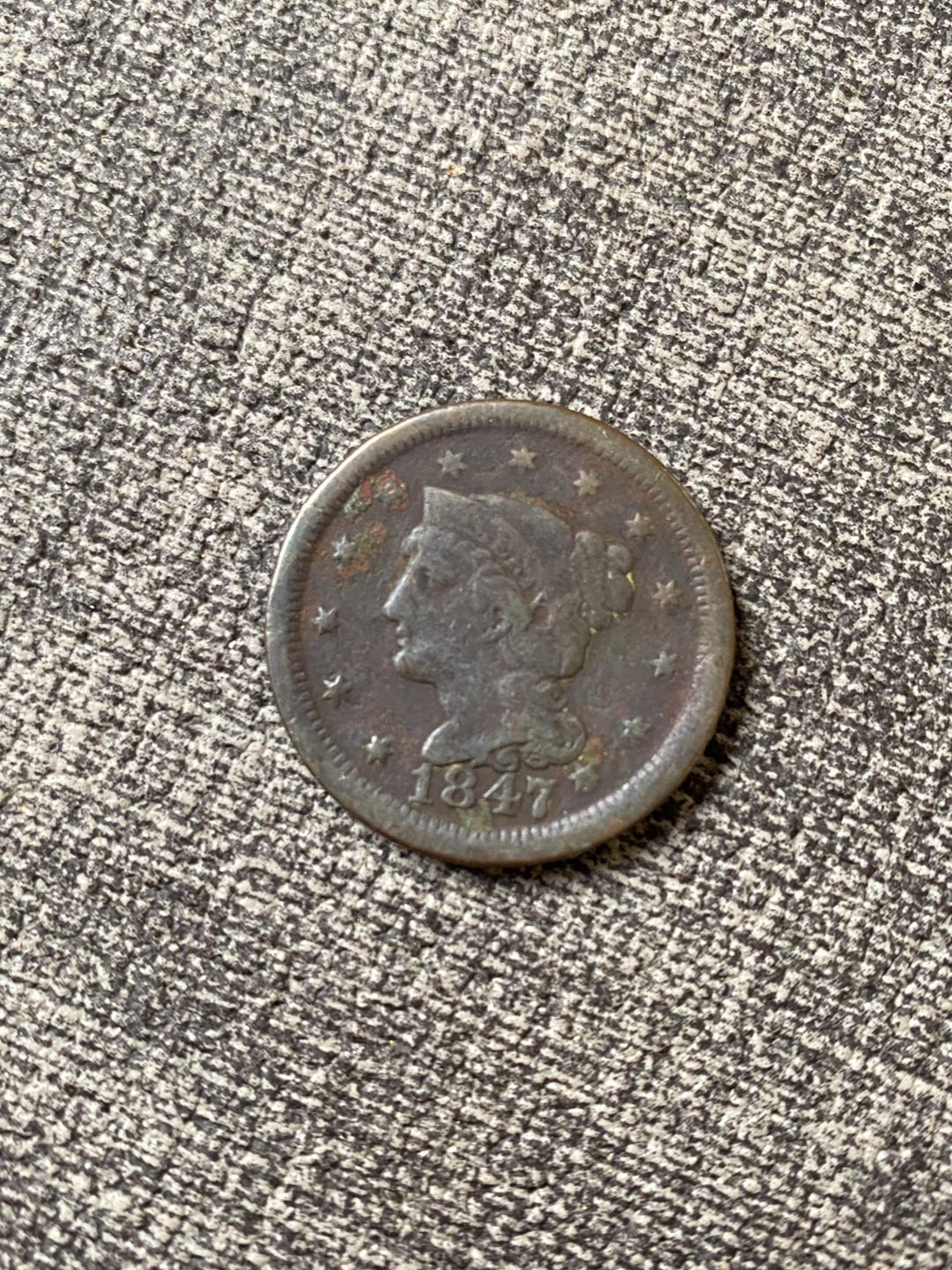 1847 Braided Hair Large Penny Box 13 Environmental Damage - Etsy