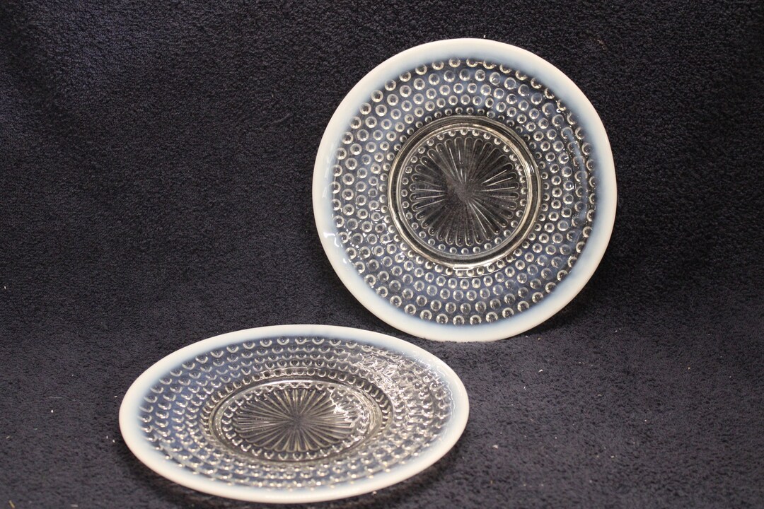 Set of Two Vintage Fenton ????opalescent Hobnail Moonstone Plate G#5-1 ...