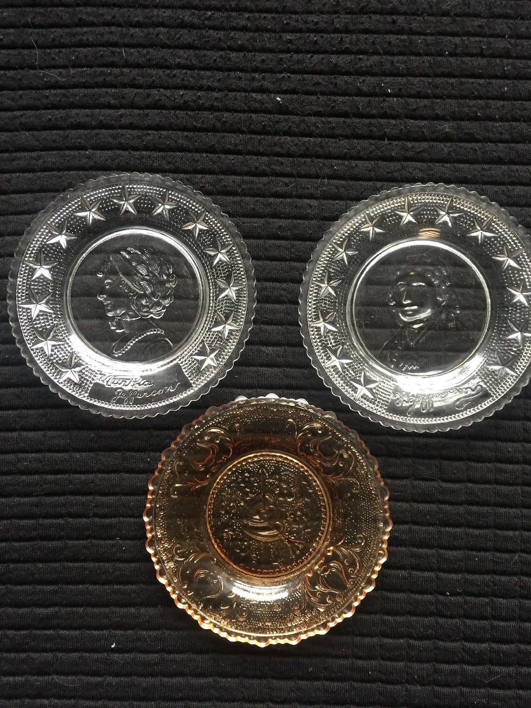 Set of 3 EAPG Sandwich Glass Cup Plate Martha &thomas Jefferson, Heart ...