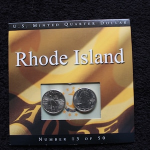 2001 2 Coins of America State Quarter Set Rhode Island Box 11 Bg4 - Etsy