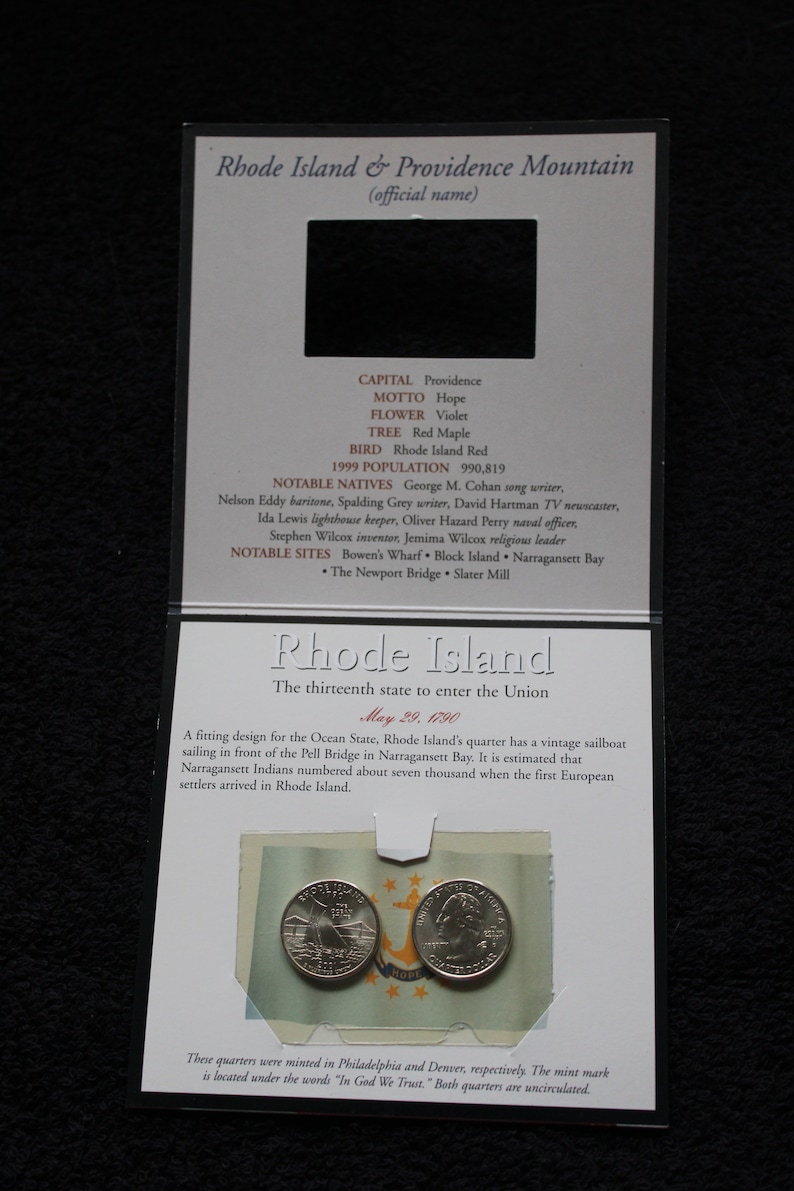 2001 2 Coins of America State Quarter Set Rhode Island Box 11 - Etsy