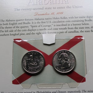 State Quarters Coins of America U.S. Minted Quarter Dollar #22 Alabama ...