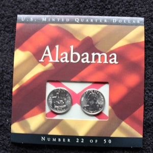 State Quarters Coins of America U.S. Minted Quarter Dollar #22 Alabama ...