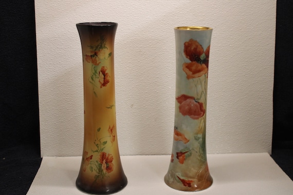 Antique WARWICK 10GA Pottery Porcelain Portrait Trumpet Vase - Etsy