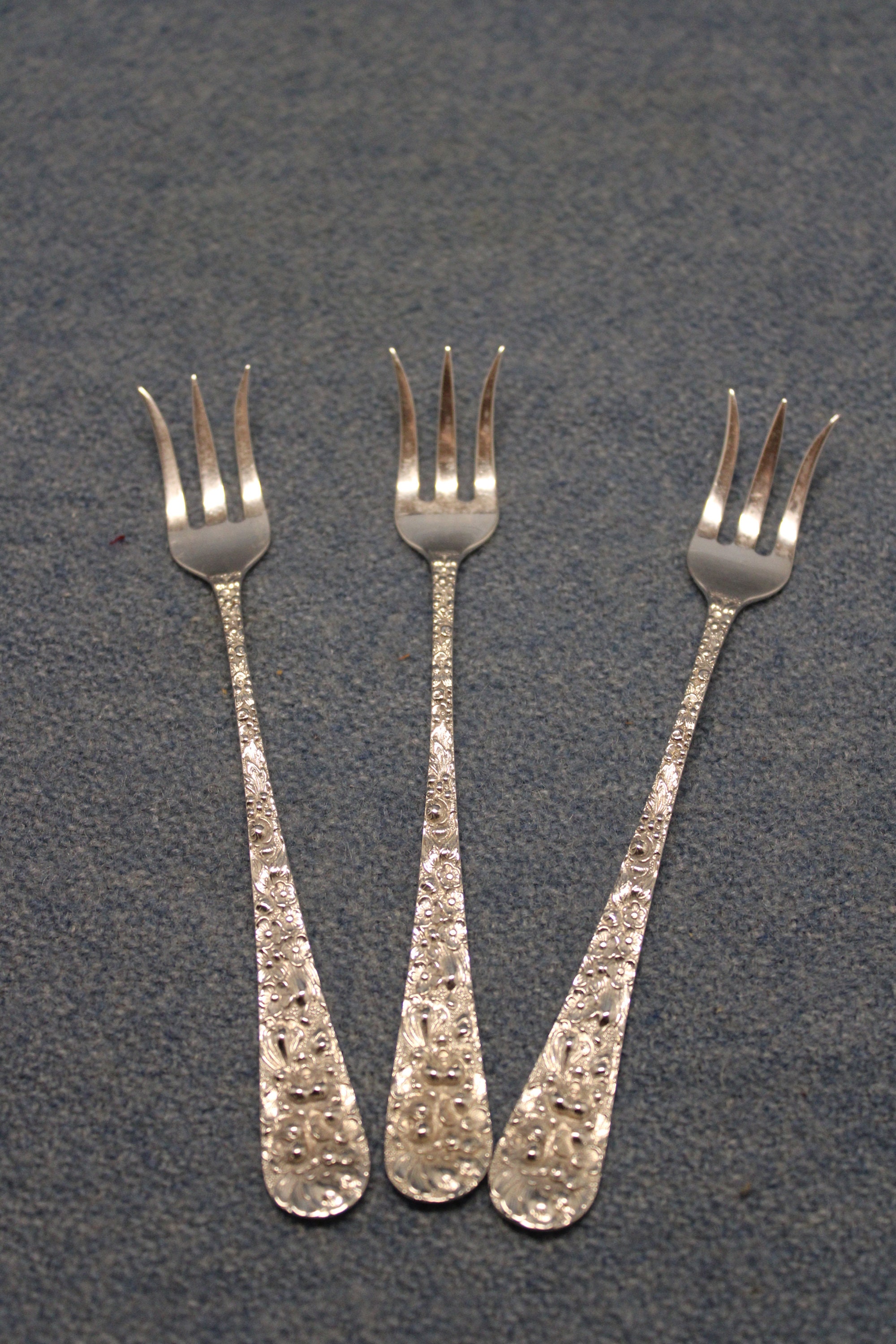 Vintage Stieff Repousse Rose Pattern Oyster/cocktail Fork T#4-5 1937 ...