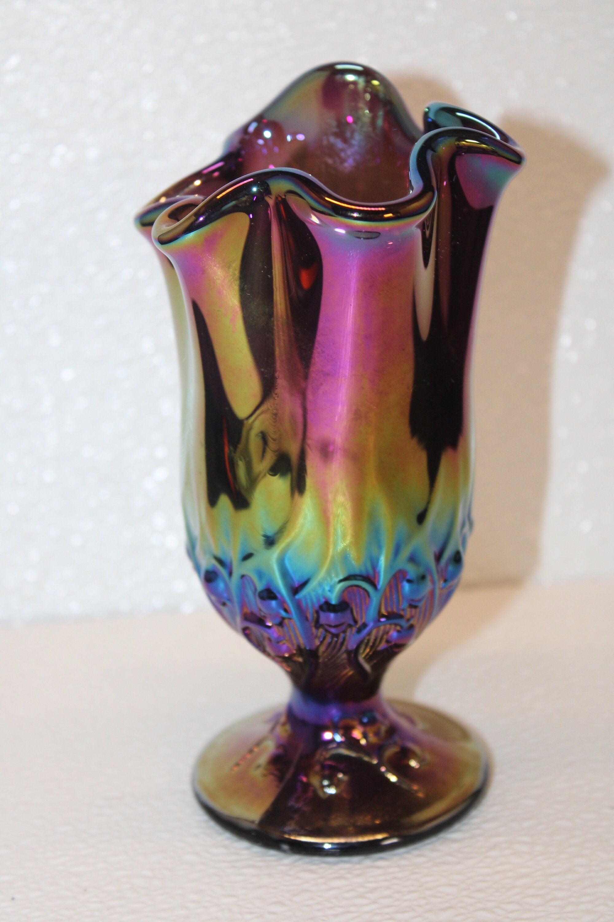 Vtg Fenton Amethyst Carnival Glass Lily of the Valley | Etsy