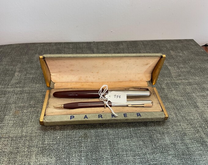 Vintage Parker Fountain Pen and Mechanical Pencil Set With Case P4-758 ...