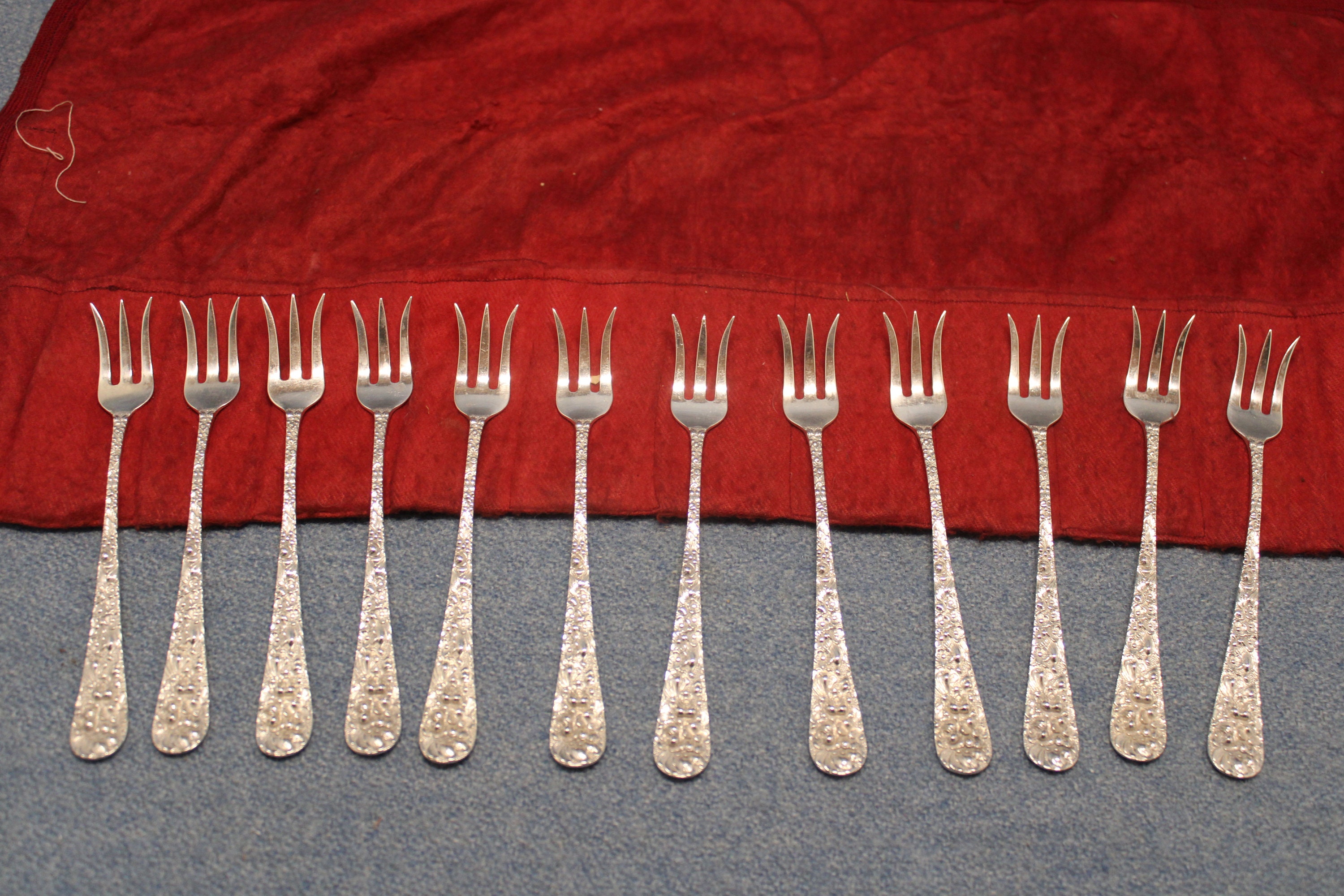 Vintage Stieff Repousse Rose Pattern Oyster/cocktail Fork T#4-5 1937 ...