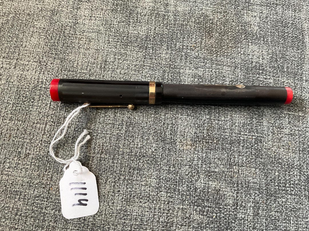 Liberty Fountain Pen 14k Gold Nib Black With Red Ends P1 Bg#3-1119 - Etsy