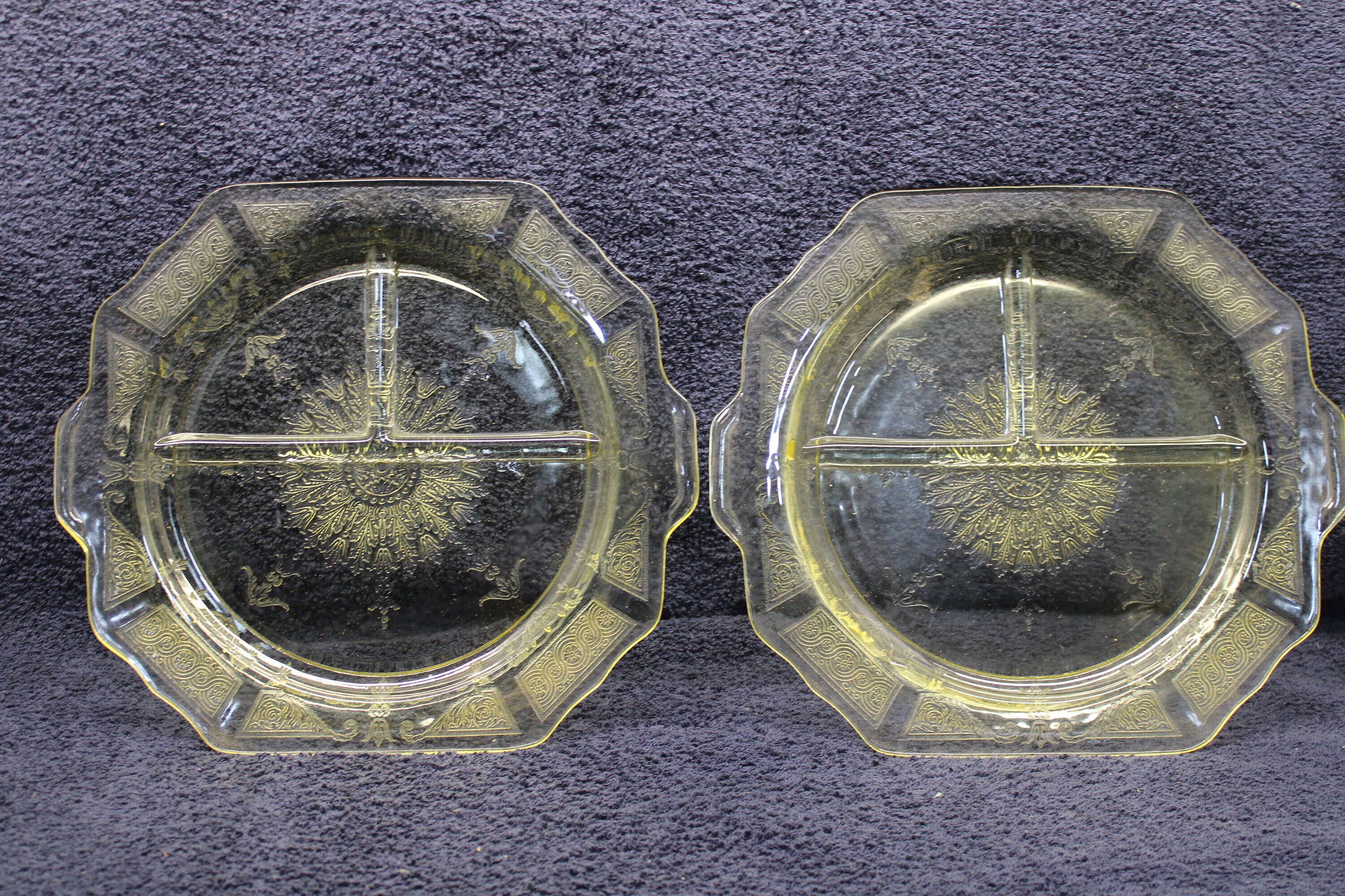 Set of 2 Vintage Depression Glass Princess Pattern 3 Section | Etsy