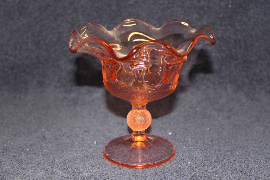 Vintage Pink Depression Candy Dish Ruffled Edge T3-145 - Etsy