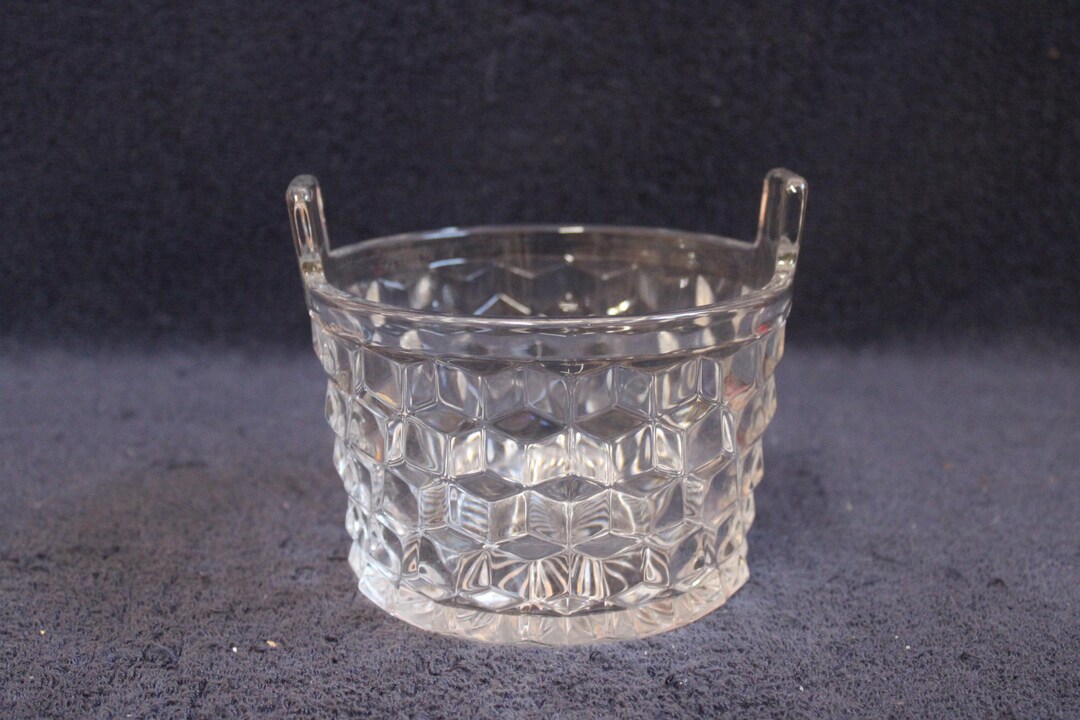 Fostoria Glass American Cubist Round Clear ICE BUCKET W/tab Handle G#7 ...