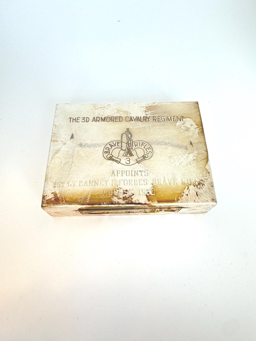 1960 3rd Armored Cavalry Regiment Brave Rifle Silver Plated ...