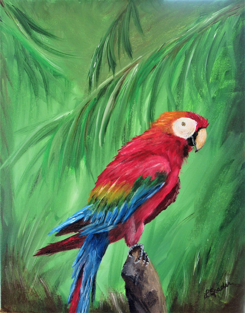 ORIGINAL Parrot Painting, Acrylic Painting, Scarlet Macaw, Birds ...