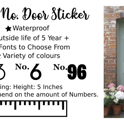 Front Door Number Vinyl Decal Custom House Number Vinyl - Etsy