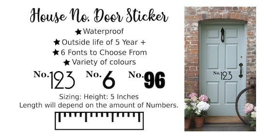Front Door Number Vinyl Decal Custom House Number Vinyl | Etsy