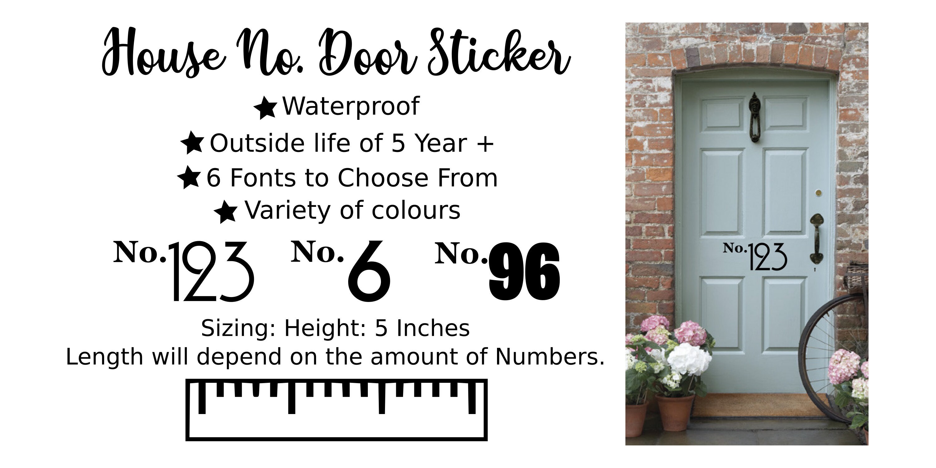 Front Door Number Vinyl Decal Custom House Number Vinyl | Etsy