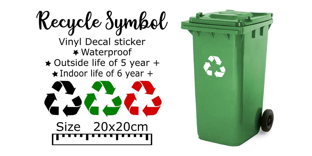 Recycle Decal Sticker, Recycle Symbol Sticker, Recycling Bin Decal ...