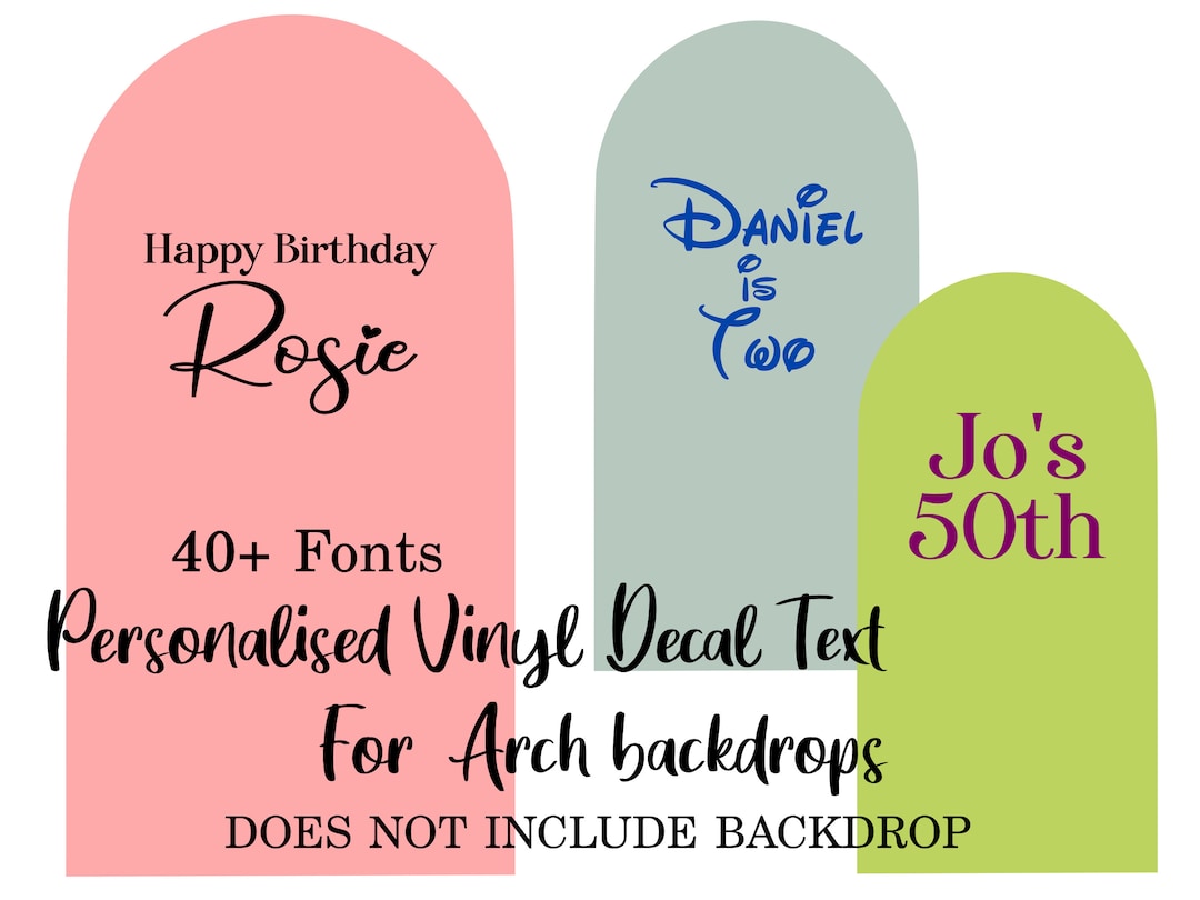 Glossy Large Personalised Backdrop Vinyl Decal, Personalised Arch ...