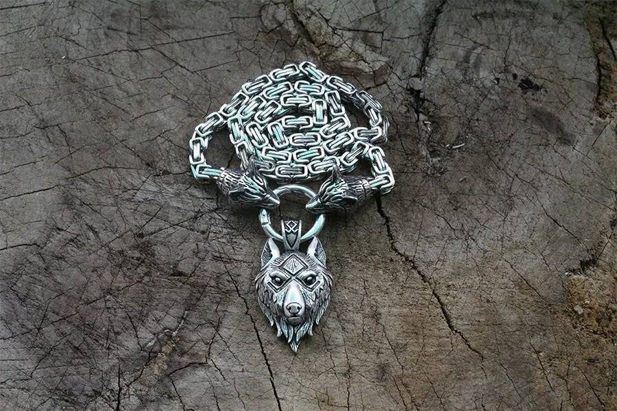 Gift for Him Wolf's Head stainless steel chain Viking | Etsy