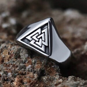 Valknut Mens Ring Stainless Steel Valknut Ring Sacral Steel - Etsy