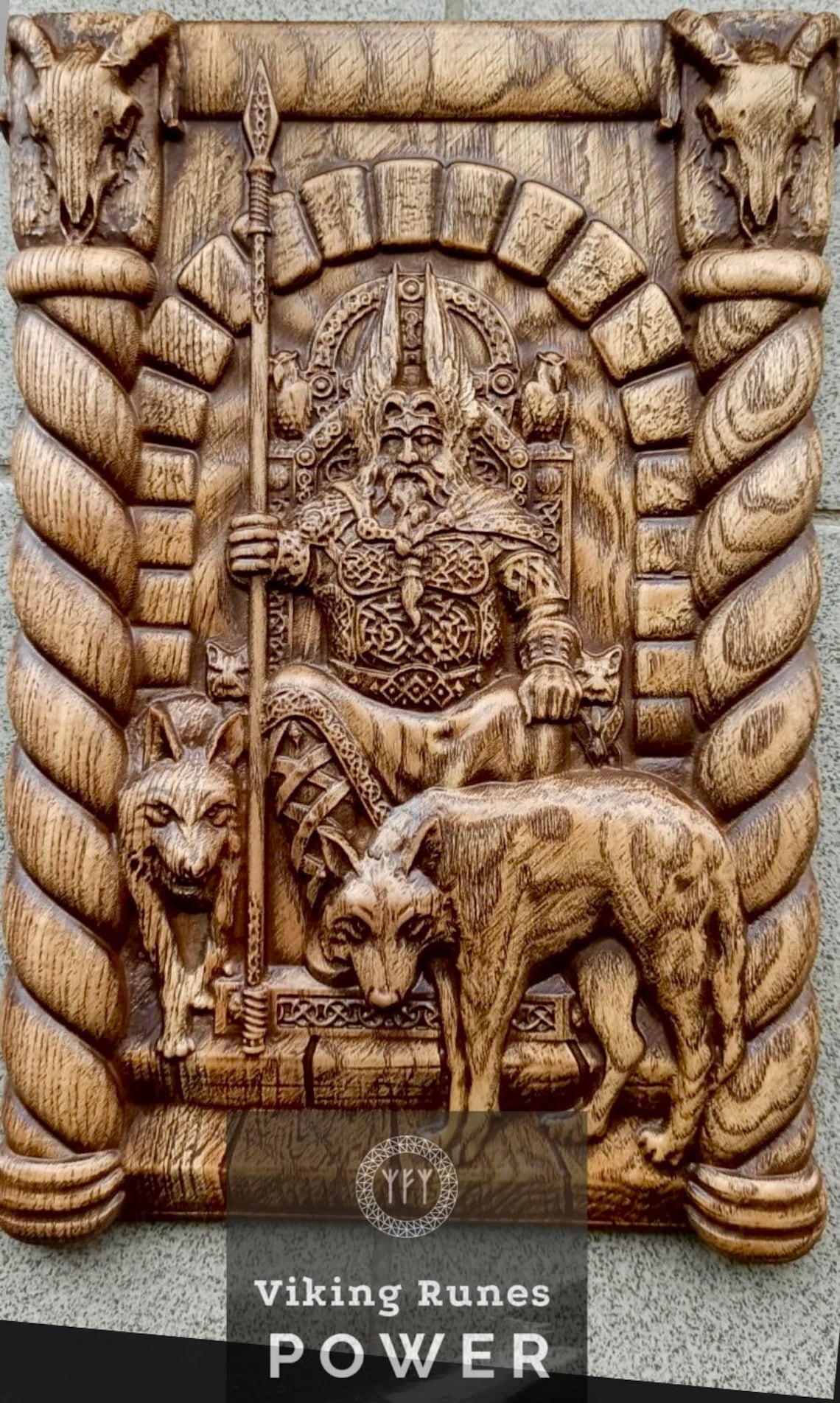 ODIN wooden panel Hand carved Odin God figurine Grand Father | Etsy