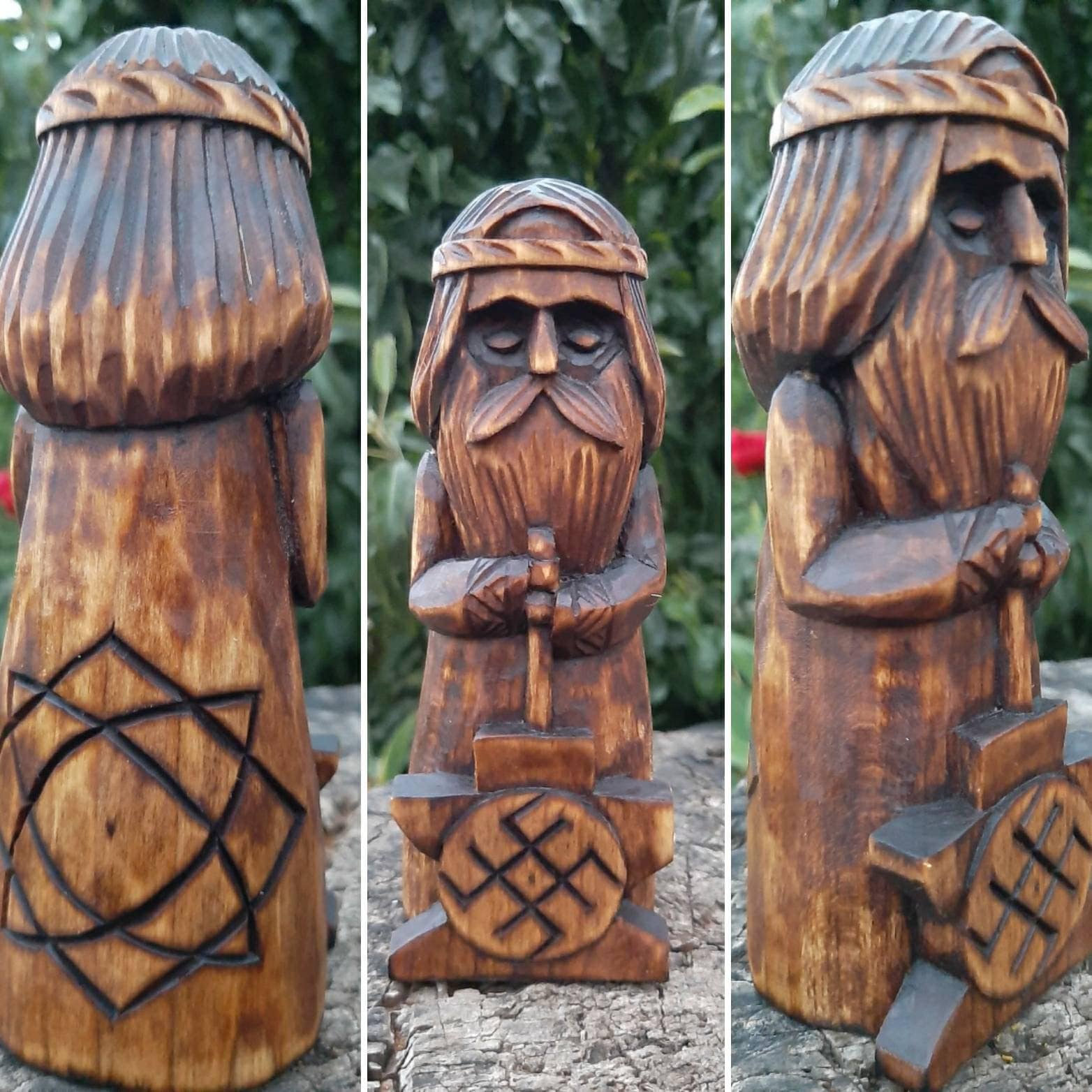 Svarog God wooden statue Slavic Father God Svarog Pagan God | Etsy