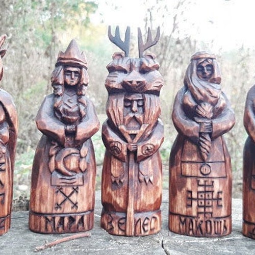 Hand Carved Slavic Gods Figurine Pantheon 5 Statues Lada Veles - Etsy