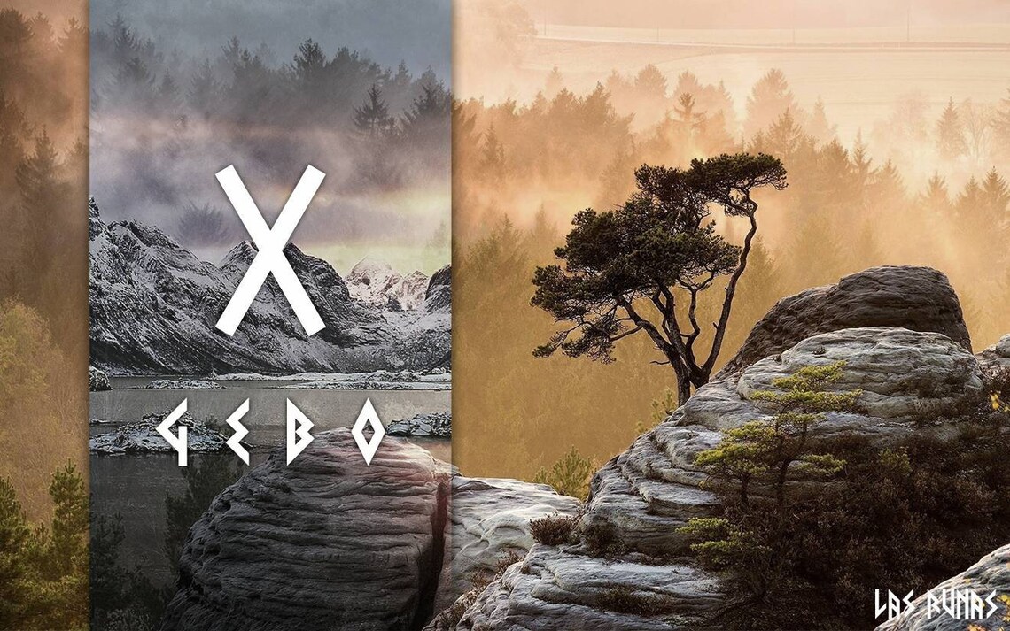 GEBO Rune Pendant Sterling Silver Gebo Rune Necklace Viking | Etsy