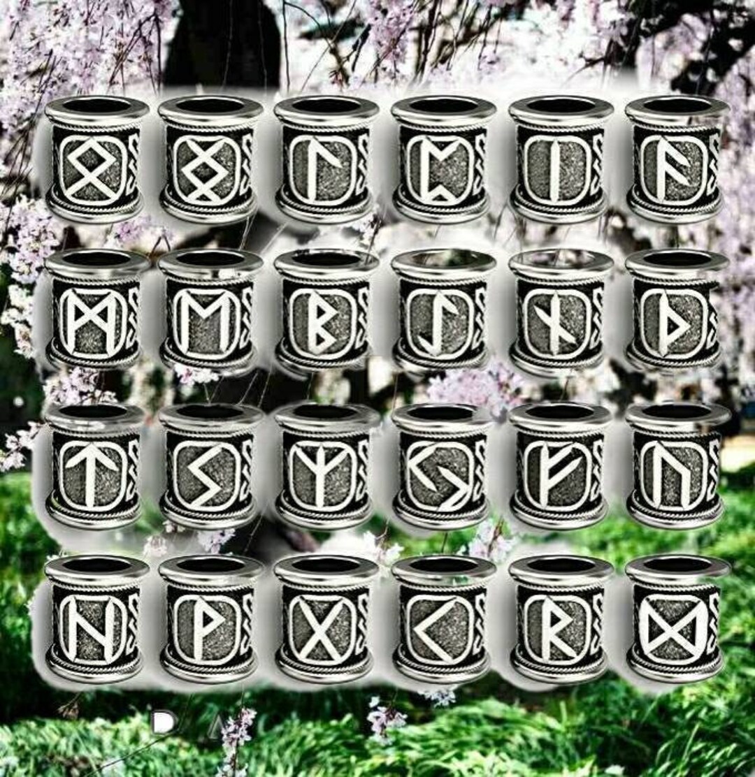 Sterling Silver Rune Beads Viking Elder Futhark Beard Beads - Etsy