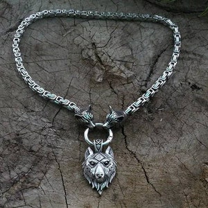 Gift for Him Wolf's Head Stainless Steel Chain Viking Thor - Etsy