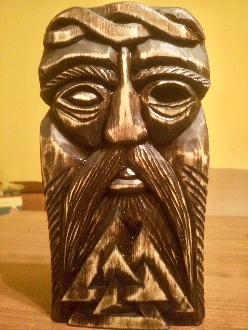 ODIN Wooden Statue Hand Carved Odin God Figurine Grand Father - Etsy