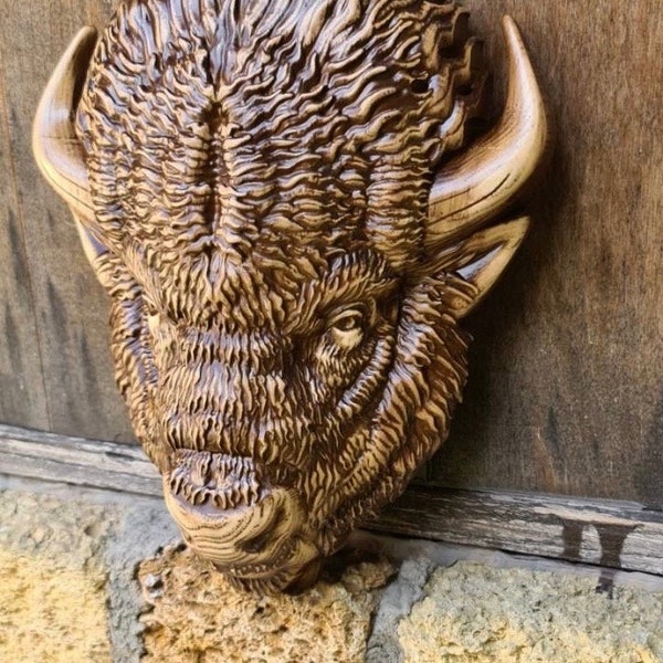 Buffalo Wood Carving - Etsy