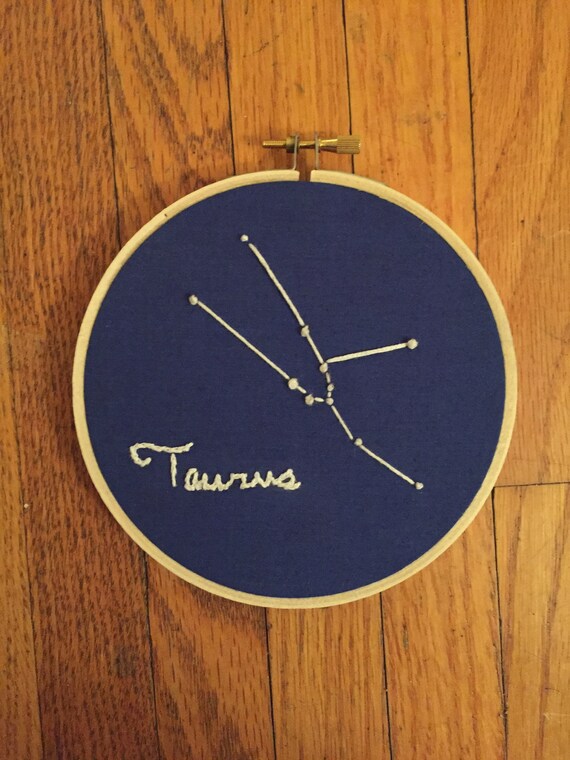 Taurus Constellation // Handmade Embroidery // Wall Art | Etsy