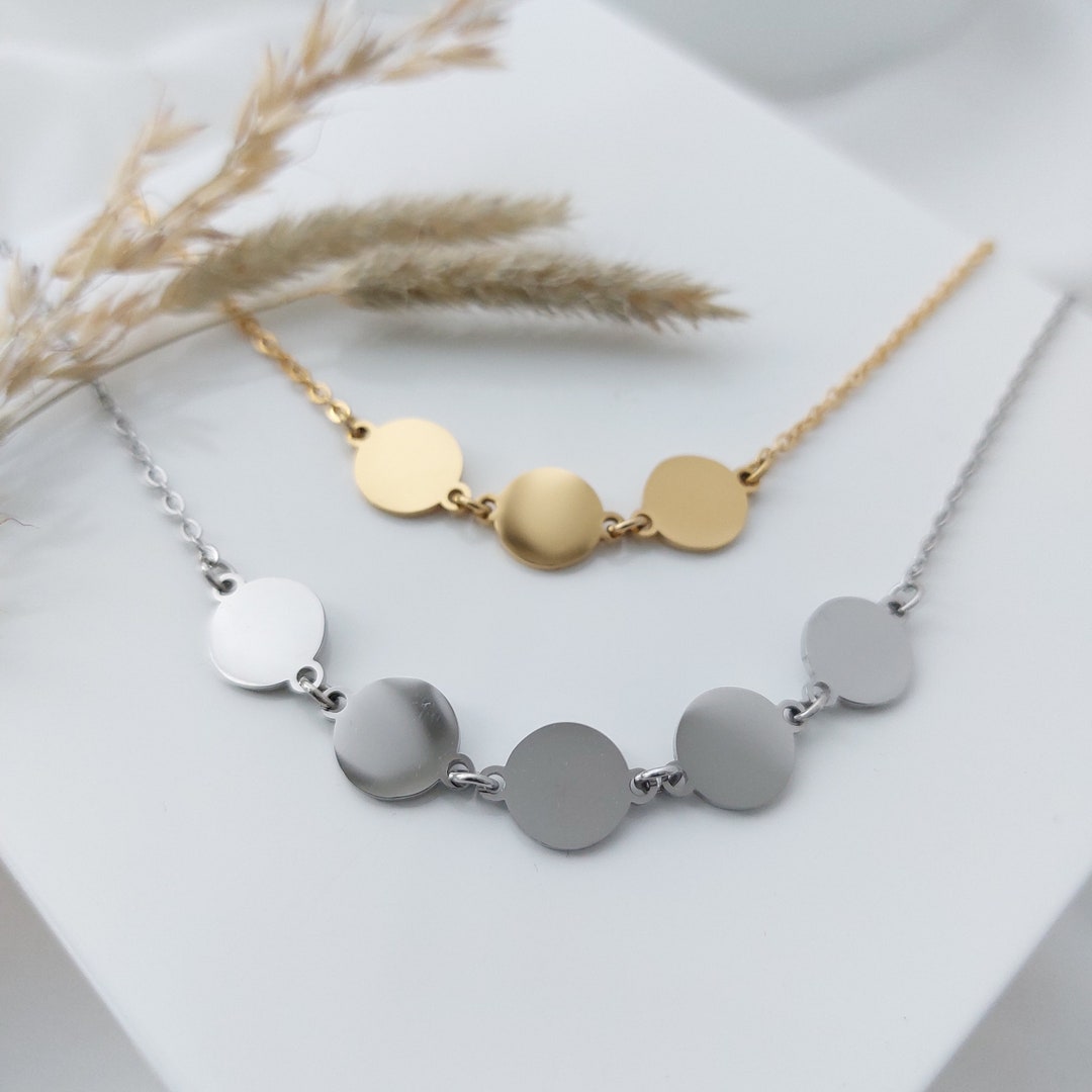 Personalized Gold & Silver Stainless Steel Plate Chain, Family Chain ...